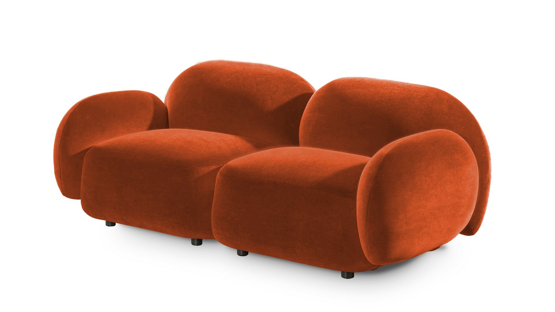 Диван Мальдивы двухсекционный Andria Delta 30 NEW 172x82x73 см, оранжевый Велюр Антивандал, нераскладной Фиеста