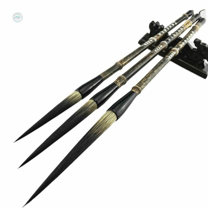 Китайская кисть для каллиграфии и живописи, набор из 3 шт разного размера, натуральный волос для туши и акварели, подарок художнику