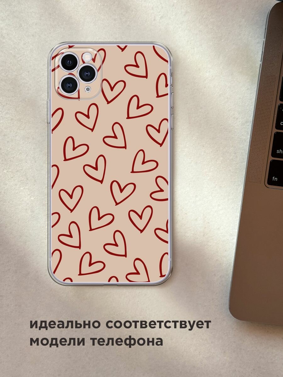 Чехол на Apple iPhone 11 Pro / Айфон 11 Про с принтом "Little hearts doodles 1 - 14 февраля" — фото 1