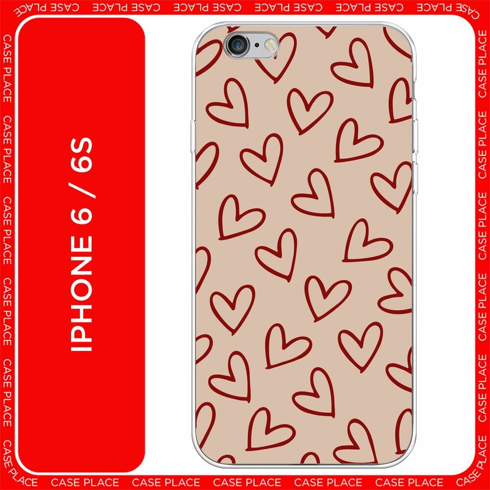 Чехол на Apple iPhone 6 / Айфон 6 с принтом "Little hearts doodles 1 - 14 февраля"