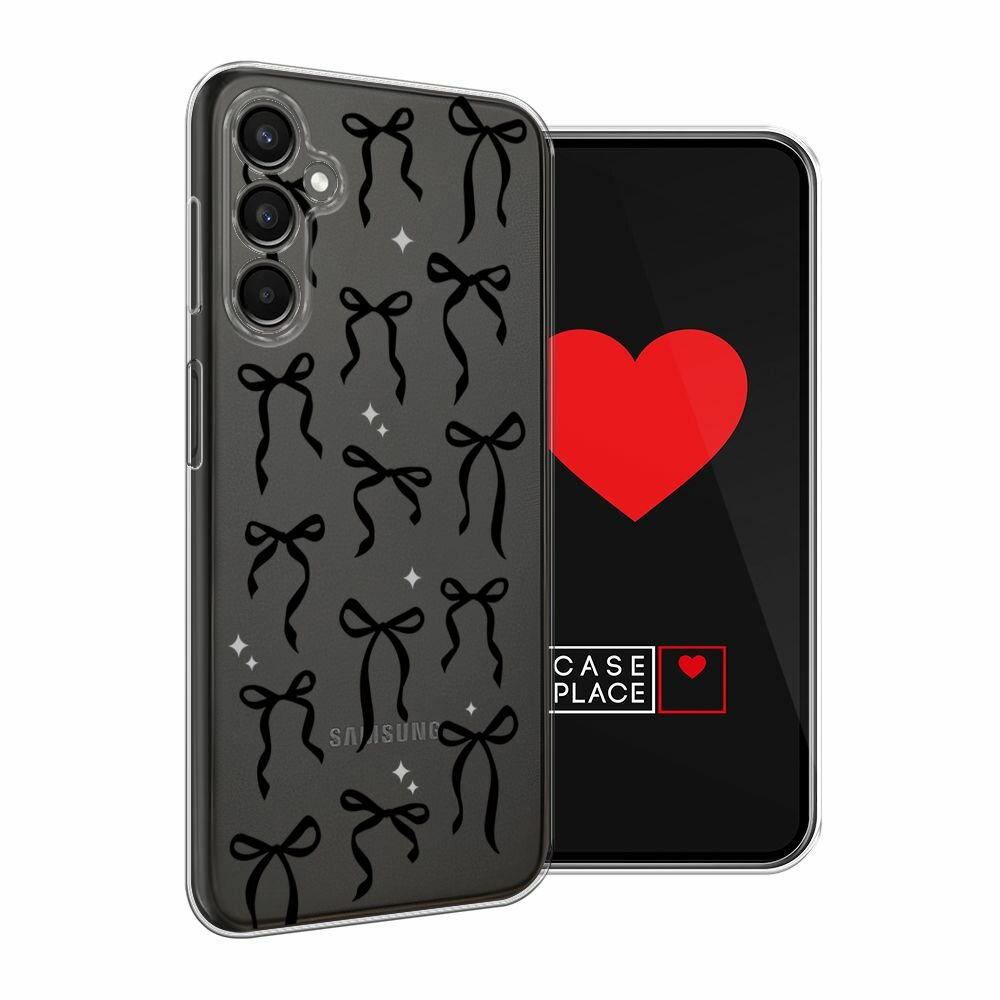 Чехол на Samsung Galaxy A24 / Самсунг Галакси A24 с принтом "Black bows", прозрачный — фото 1
