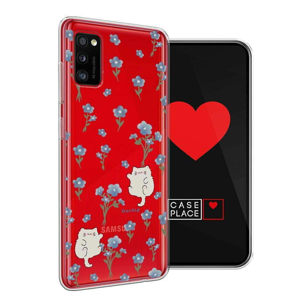 Чехол на Samsung Galaxy A41 / Самсунг Галакси А41 с принтом "Gentle cats", прозрачный — фото 1