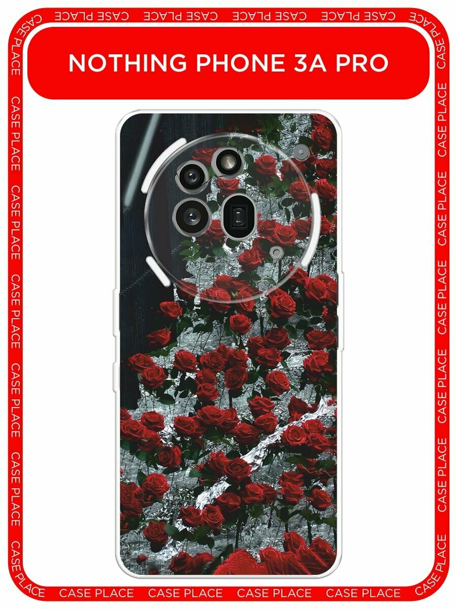 Чехол на Nothing Phone 3a Pro / Нотинг Фон 3а Про с принтом Цветущие алые розы