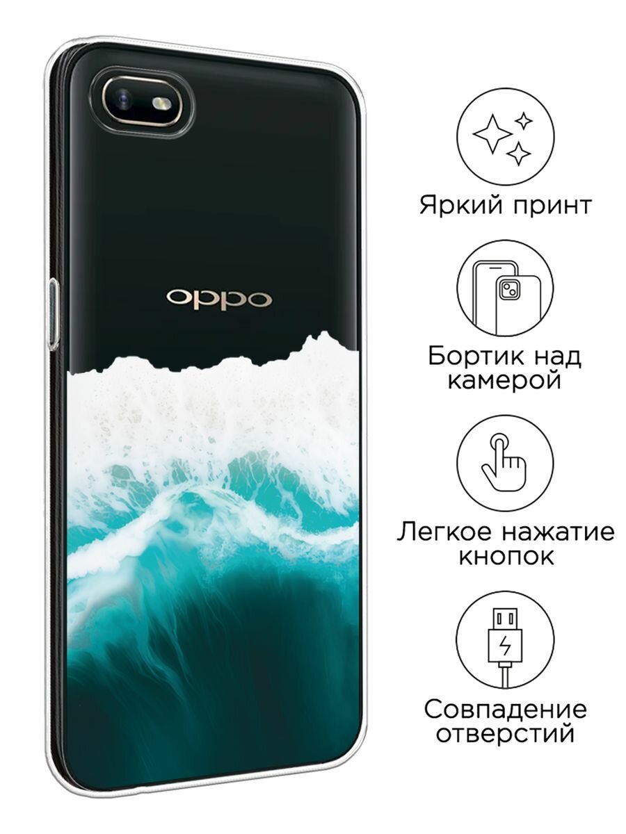 Чехол на Oppo A1k / Оппо А1к с принтом "Большая волна", прозрачный — фото 1