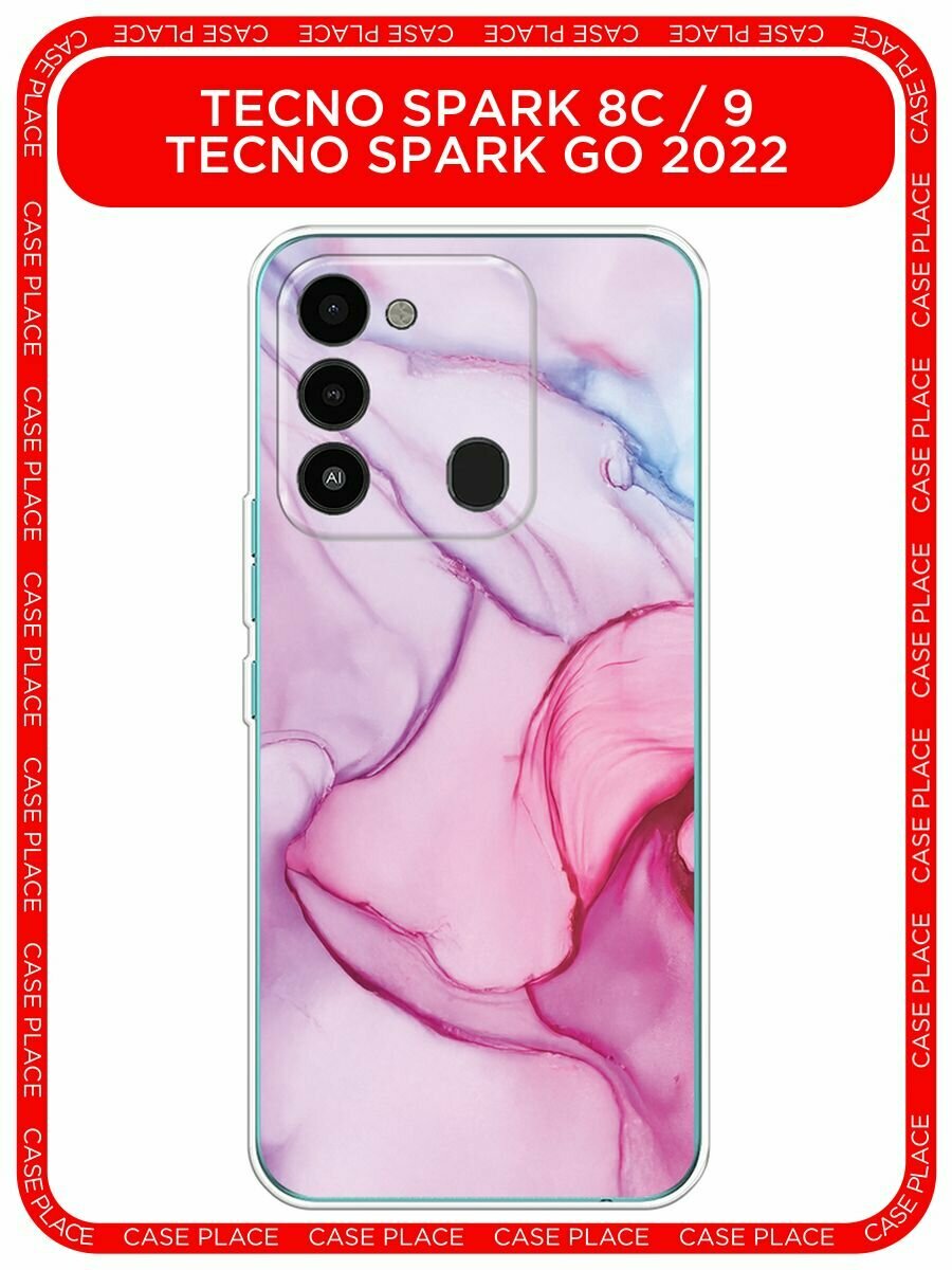 Чехол на Tecno Spark Go 2022 / Техно Спарк Го 2022 с принтом "Розовые мраморные разводы"