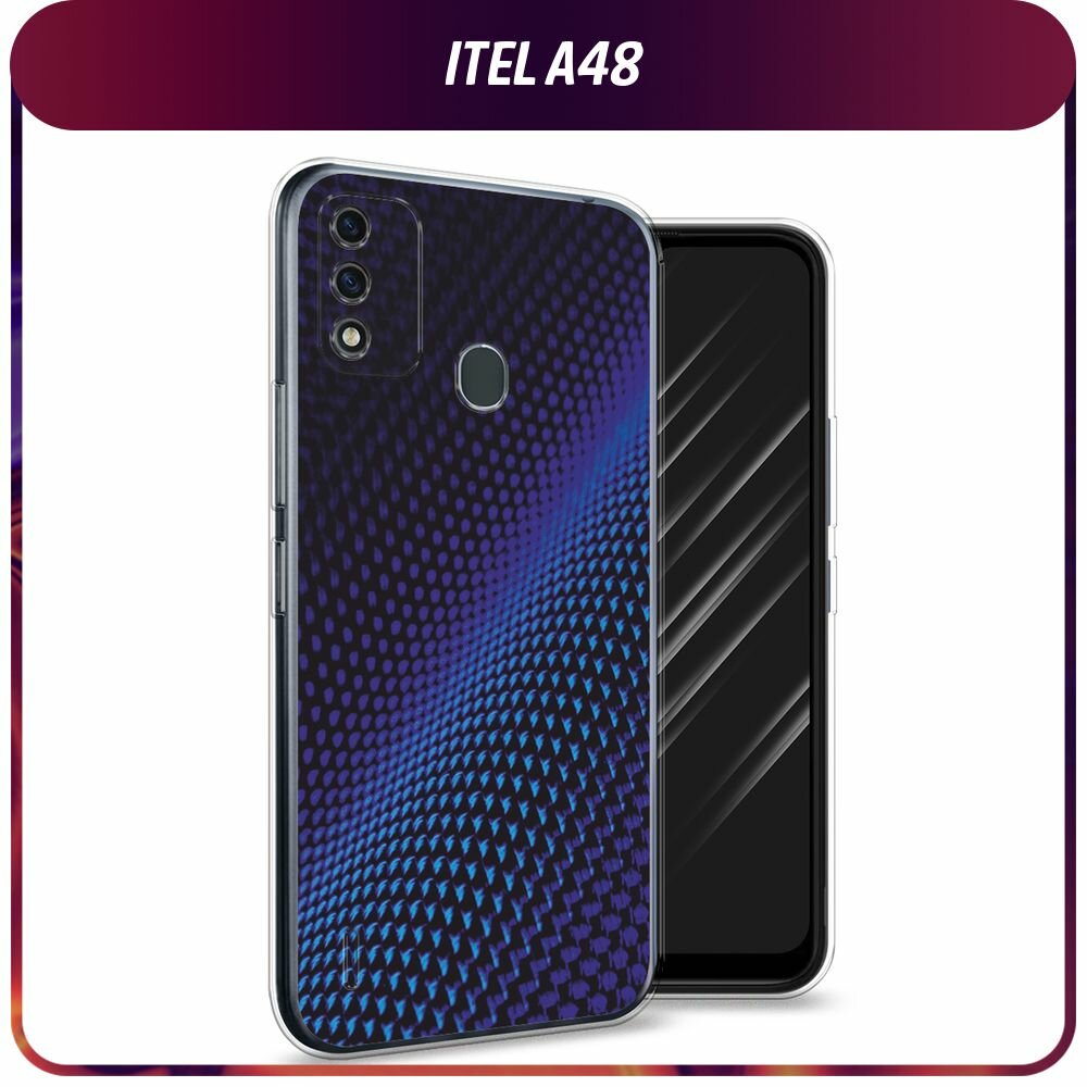 Силиконовый чехол на Itel A48 / Ител А48 с принтом "Синий карбон"