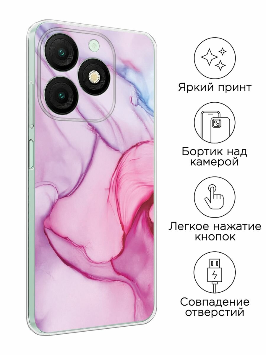 Чехол на Itel A50 / Ител А50 с принтом "Розовые мраморные разводы" — фото 1