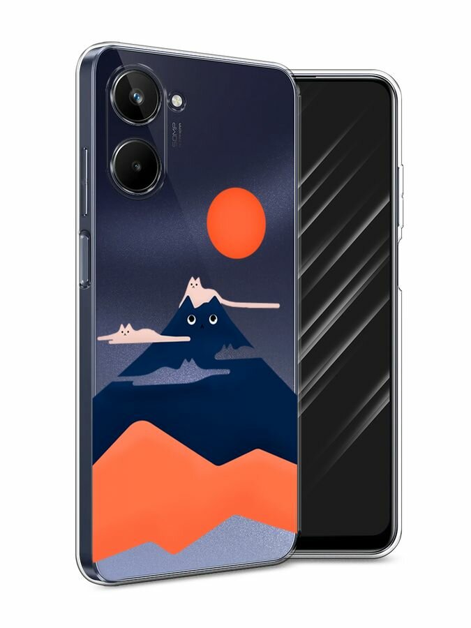 Чехол на Realme 10 4G / Реалми 10 4G с принтом "Кот-гора", прозрачный