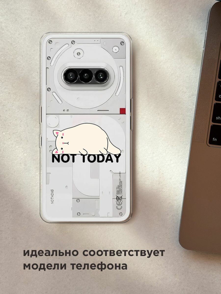 Чехол на Nothing Phone 3a / Нотинг Фон 3а с принтом "Cat not today", прозрачный — фото 1