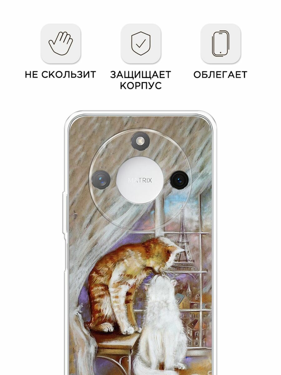Чехол на Honor X9c Smart / Хонор X9c Смарт с принтом "Влюбленные котики 1" — фото 1