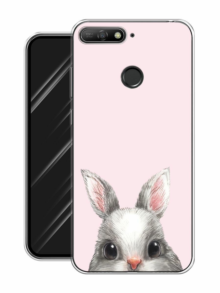 Чехол на Honor 7C/7A Pro/Huawei Y6 Prime 2018 / Хонор 7С/7А Про с принтом "Карандашный кролик 1 - 8 марта" — фото 1