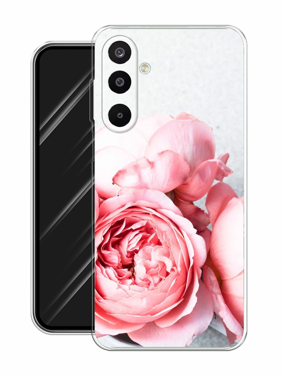 Чехол на Samsung Galaxy M16 / Самсунг Галакси М16 с принтом "Пионы на белом" — фото 1