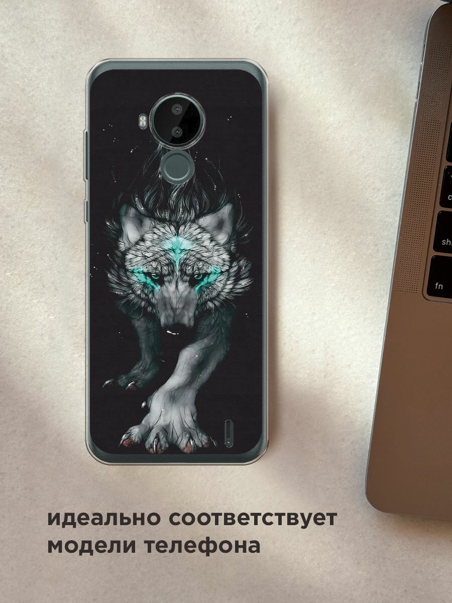 Силиконовый чехол на Nokia C30 / Нокия C30 с принтом "Крадущийся волк" — фото 1