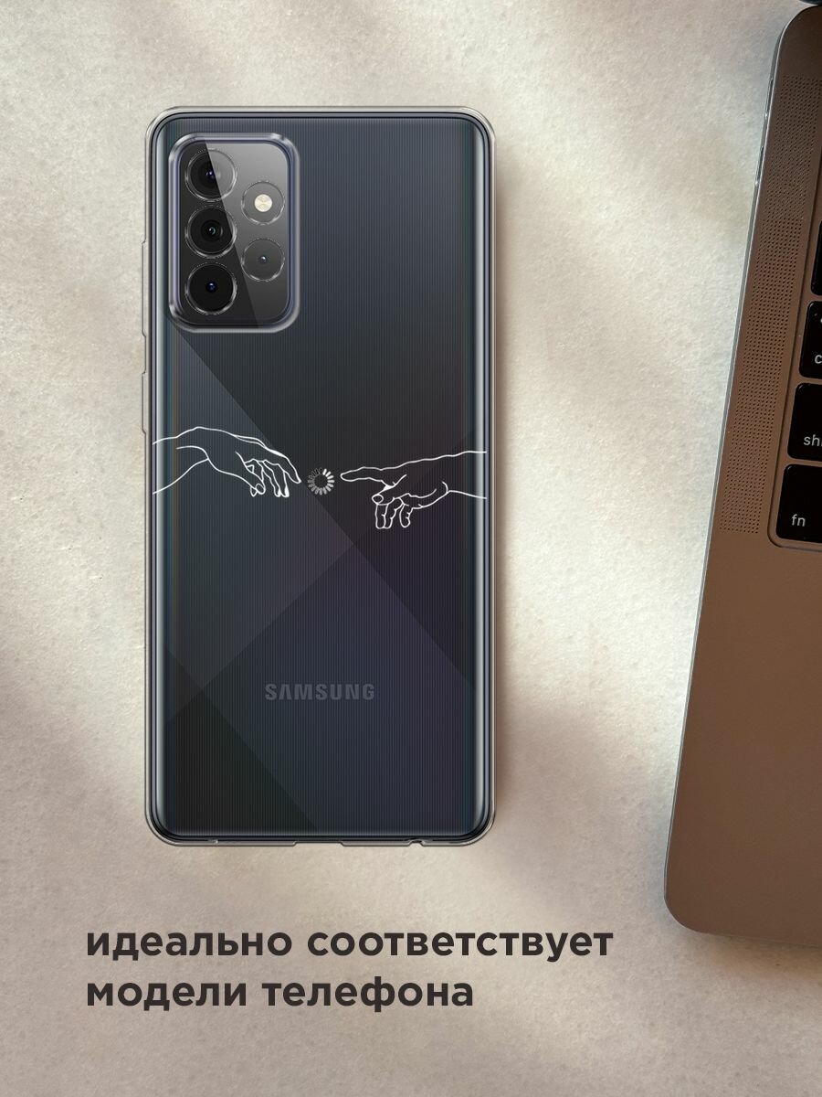 Чехол на Samsung Galaxy A72 / Самсунг Галакси А72 с принтом "Загрузка творения", прозрачный — фото 1