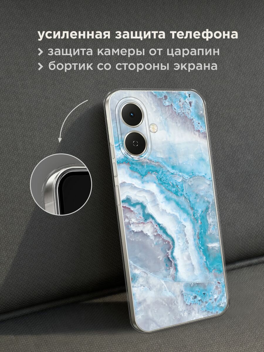 Чехол на Tecno Spark Go 2 / Текно Спарк Го 2 с принтом "Нежно-голубой мрамор" — фото 1