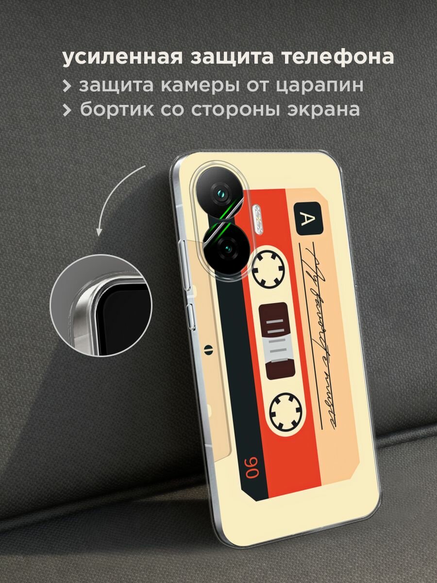 Силиконовый чехол на Poco F7 / Поко F7 с принтом "Бежевая кассета" — фото 1