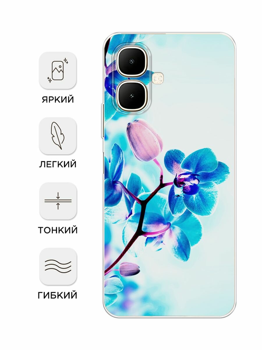 Чехол на Infinix Smart 10 / Инфиникс Смарт 10 с принтом "Голубая орхидея" — фото 1