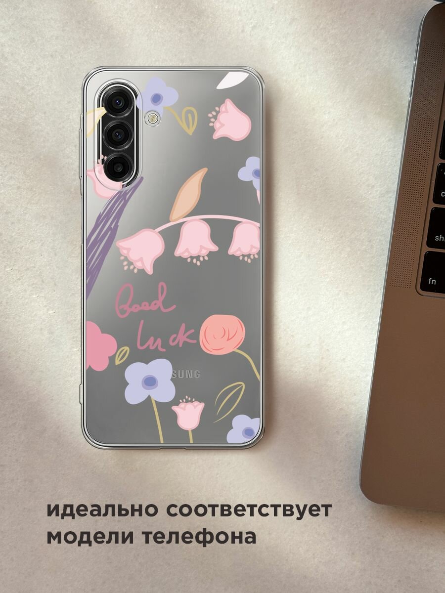 Чехол на Samsung Galaxy A17 / Самсунг А17 с принтом "Lucky flowers", прозрачный — фото 1