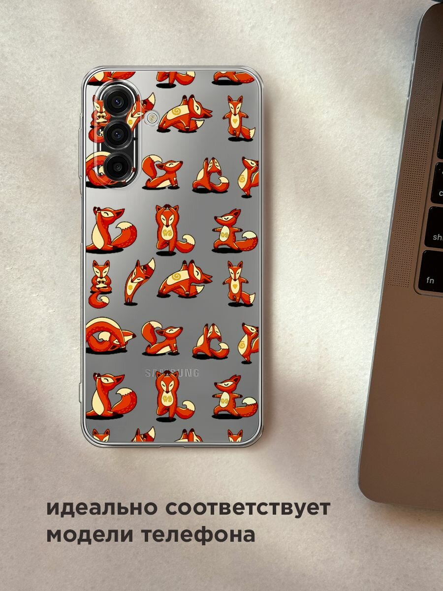 Чехол на Samsung Galaxy A17 / Самсунг А17 с принтом "Йога для лисы", прозрачный — фото 1