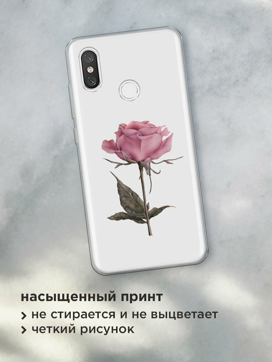 Чехол на Xiaomi Mi 8 / Сяоми Ми 8 с принтом "Меланхоличная роза", прозрачный — фото 1