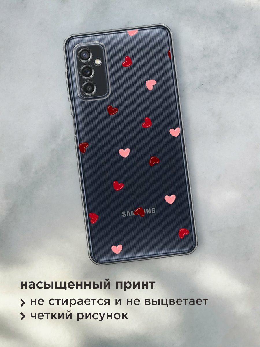 Чехол на Samsung Galaxy M52 / Самсунг Галакси M52 с принтом "Бордовые сердечки 2" — фото 1