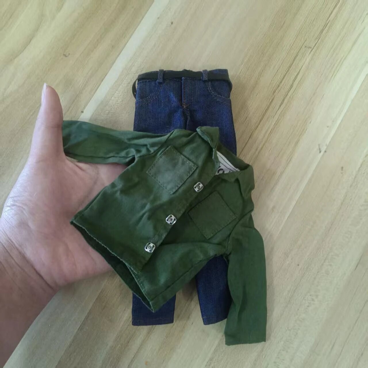 Tbleague 1/6 армейская зелёная рубашка + джинсы для 12-дюймовой фигурки shirt pants belt B