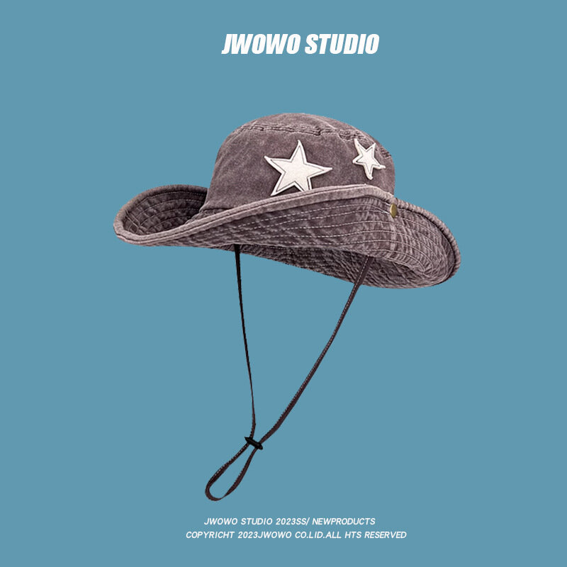 Американская джинсовая рыбацкая шляпа с пятиконечной звездой, женская летняя ретро-стиранная шляпа, уличная солнцезащитная шляпа для путешествий, оптовая продажа