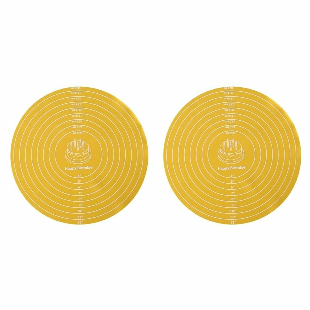 Набор из 2 термостойких силиконовых досок для раскатки теста для хлеба, пиццы, печенья, Желтый