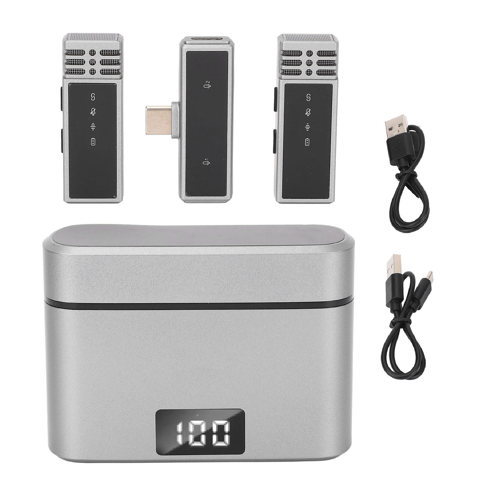 Lavalier Microphones with Charging Case Type C Noise Reduction Clip On Lapel Mic for Mobile Live Outdoor Interviews