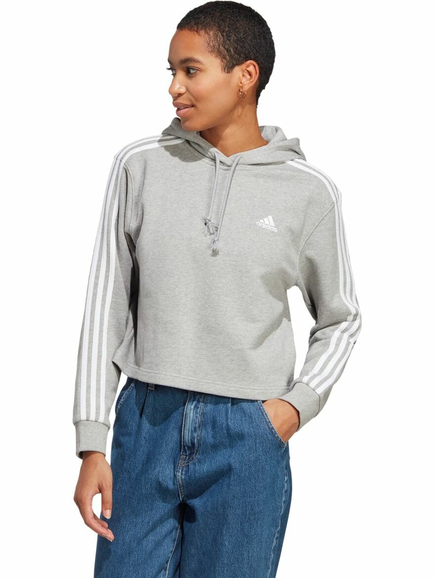 Худи спортивное Essentials 3-Stripes French Terry Crop Hoodie W