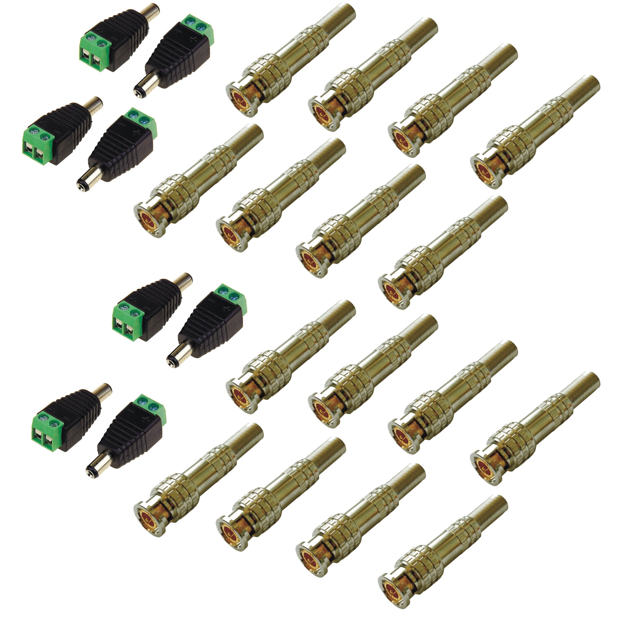 Комплект разъемов BNC и питания для подключения 8-и аналоговых камер (AHD, TVi, CVi) к регистратору