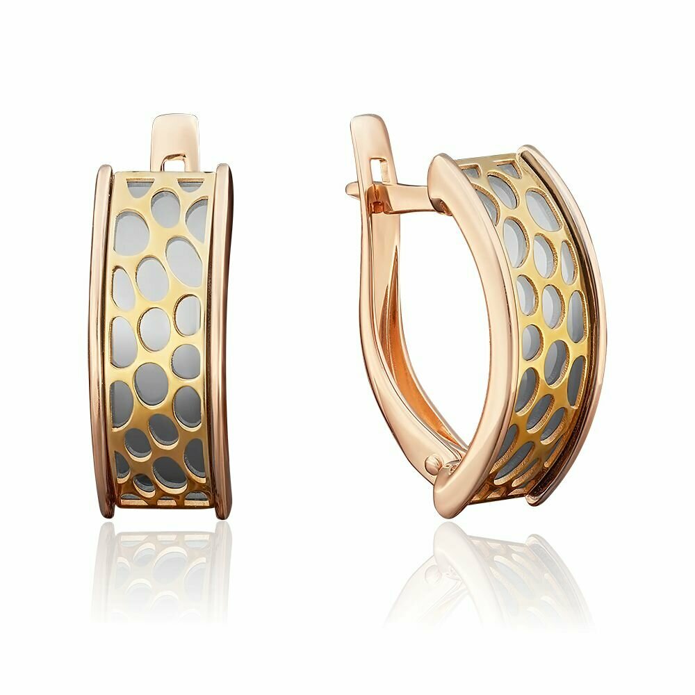 Серьги, комбинированное золото, 585 проба