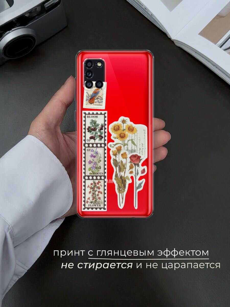 Чехол на Samsung Galaxy A31 / Самсунг Галакси А31 с принтом Марки с цветами — фото 1