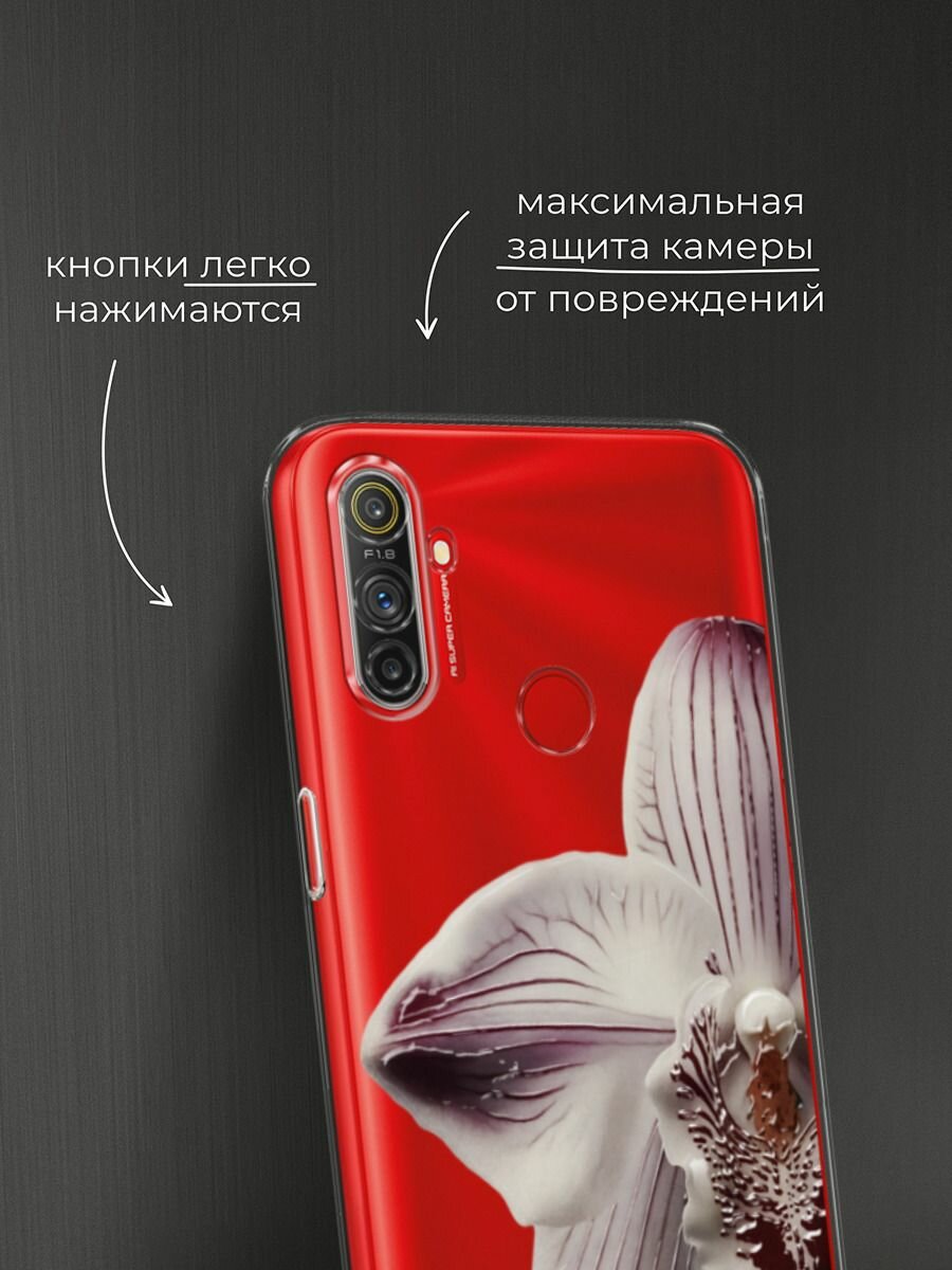 Силиконовый чехол на Realme C3 / Реалми C3 с принтом Белая орхидея — фото 1