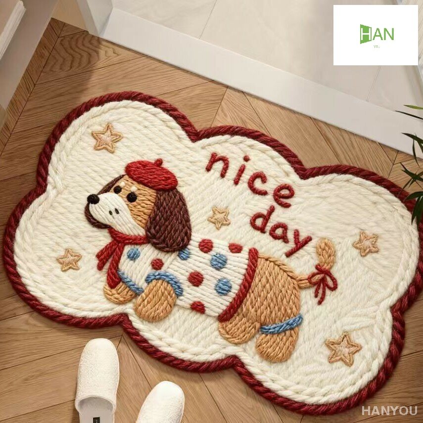 Эксклюзивный льняной ковер 60 на 90 см с противоскользящим основанием puppy для ванной