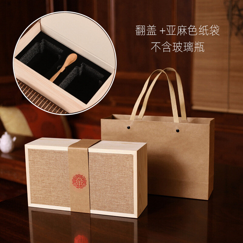 Подарочная коробка с медом, упаковка для двух бутылок, пустая коробка, деревянный внутренний лоток, коробка для чашки чая Гао Фанг Цзянь Чжан, высококачественный подарок на Праздник середины осени