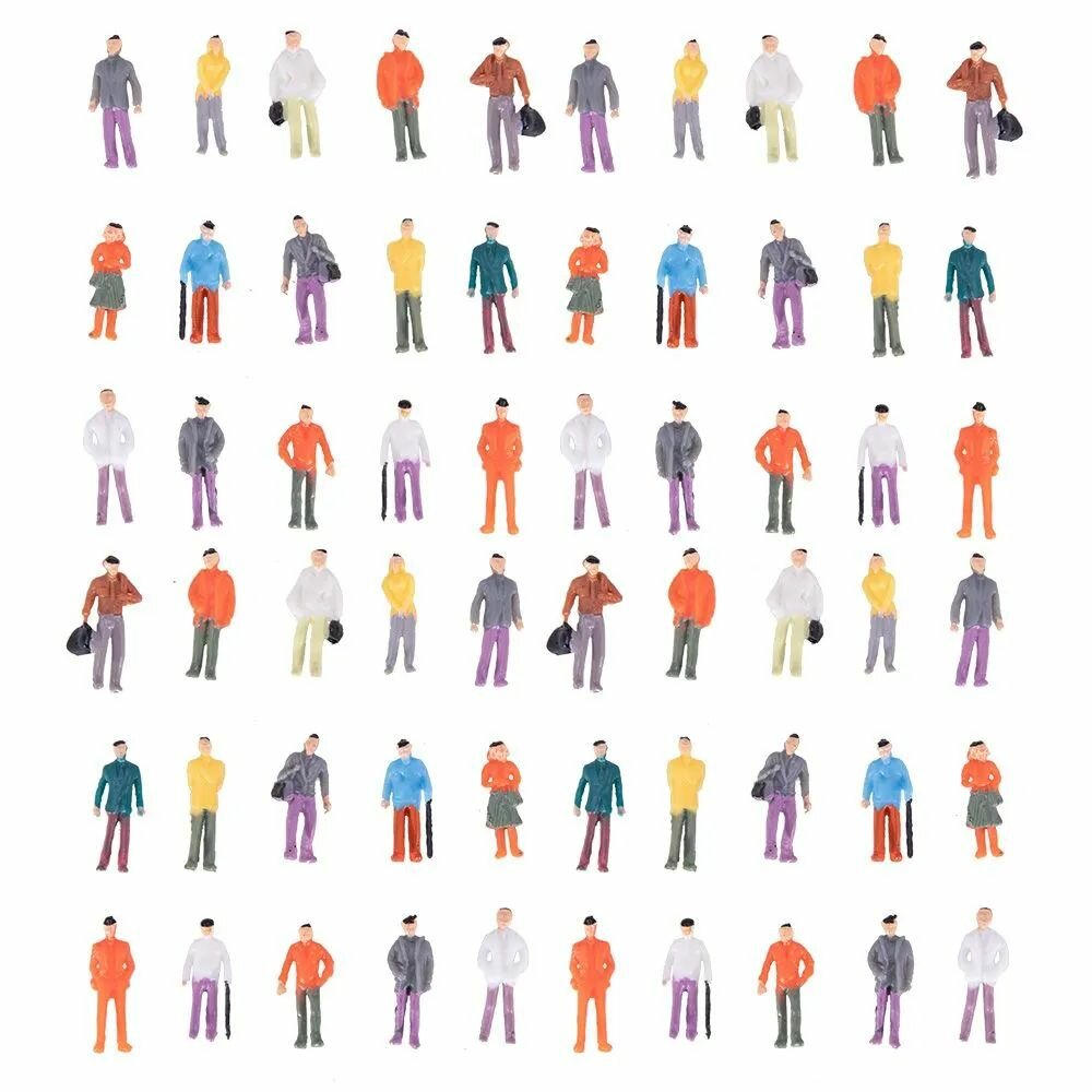 100 штук моделей прохожих 1:100, подходящих для моделей железных дорог, зданий, диорам и миниатюр, масштаб 1 100НО.