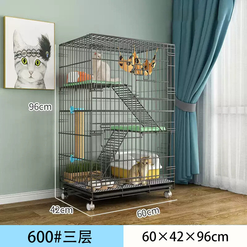 Клетка для кошек, большая, для дома, вилла для кошек, железный домик для кошек, пустая клетка, лоток для кошек, интегрированная клетка