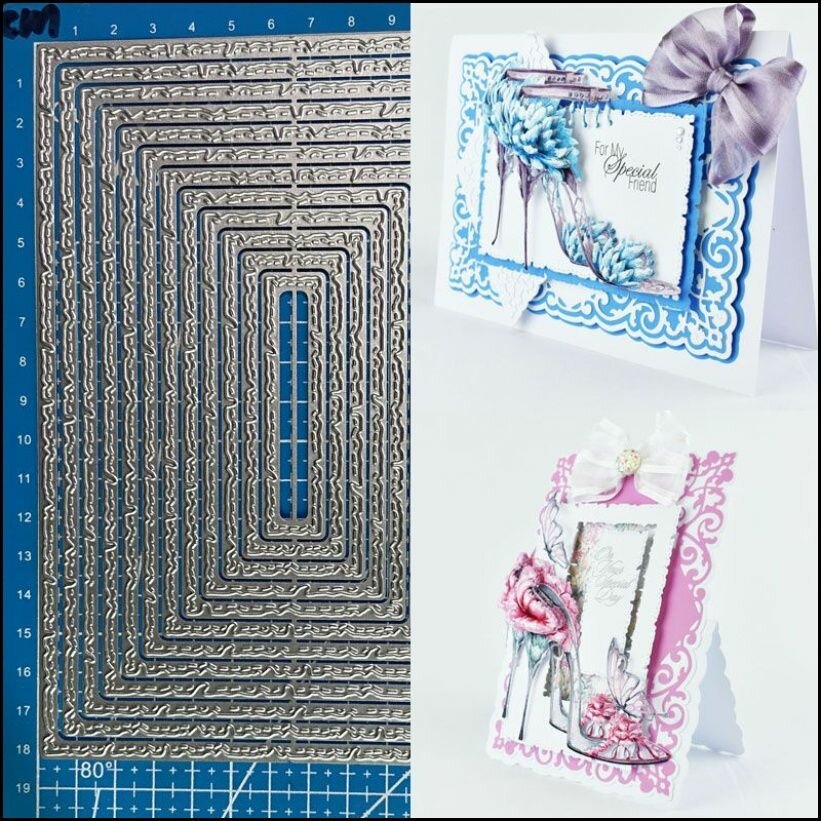 Стальной нож для вырубки скрапбукинг, неправильная прямоугольная фоторамка