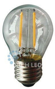 Лампа для Белт-лайта Rich LED, 2 Вт, цоколь Е27, d=45 мм, филамент, теплый белый, RL-B-E27-G45T2-2W-TWW, цена за 1 шт.