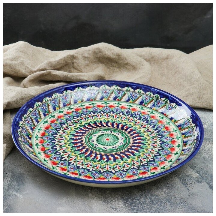 Ляган Риштанская Керамика "Узоры", 36 см, синий