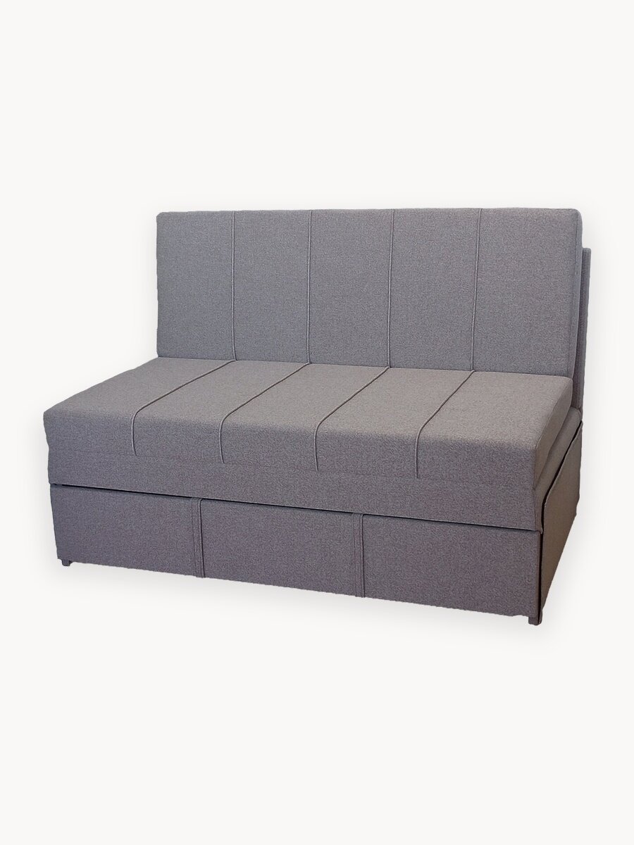 Диван-кровать StylChairs Сёма, ширина 120 см, без подлокотников, обивка: ткань рогожка, цвет: бежево-коричневый