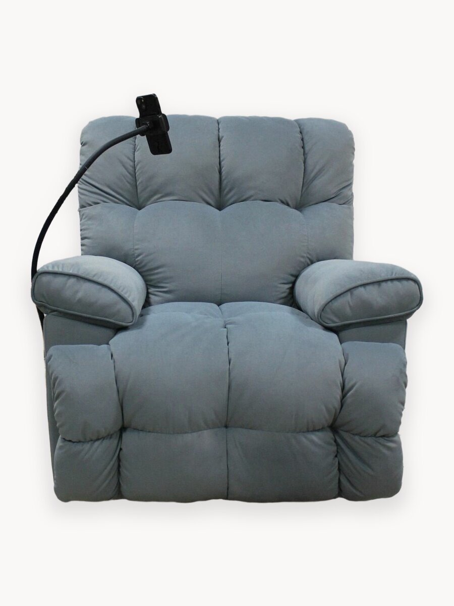 Кресло-реклайнер, с качанием, велюр, для домашнего кинотеатра, цвет серый