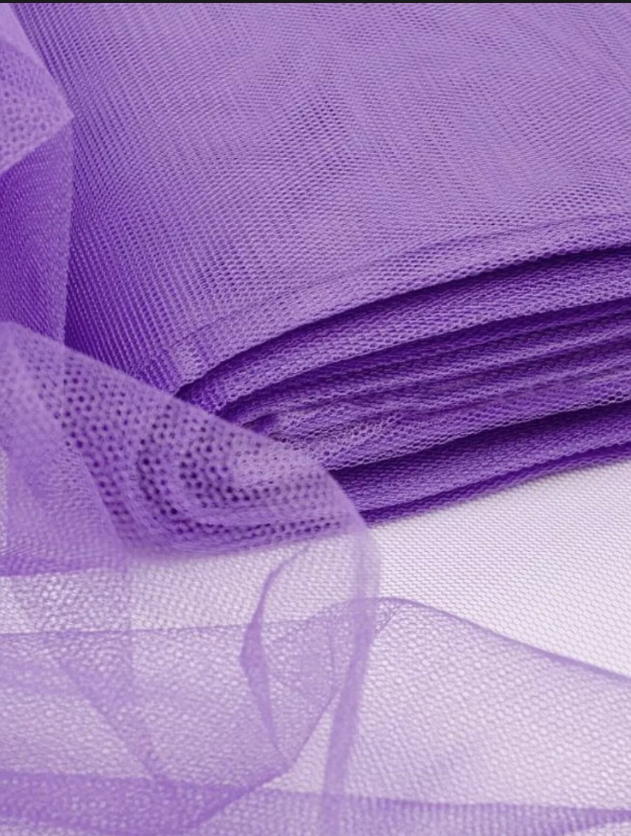 Ткань для шитья Фатин жёсткий, цвет фиолетовый, отрез 1м, ширина 180 см