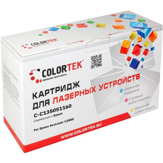 Картридж лазерный Colortek C13S051160 (1160) голубой для принтеров Epson