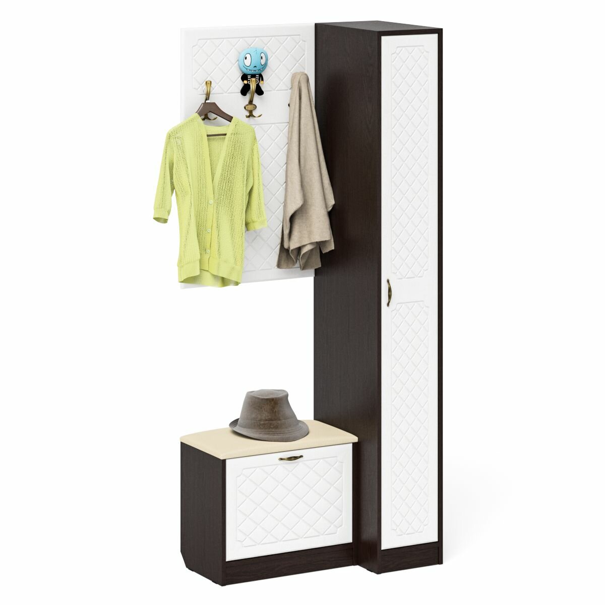 Прихожая Мебельный двор П-6 Компоновка № 41 венге/белое дерево ромб