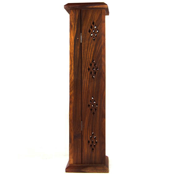 Подставка под благовония башня / пенал (ручная работа, дерево, резьба, 31 на 7 см.), 1 шт.