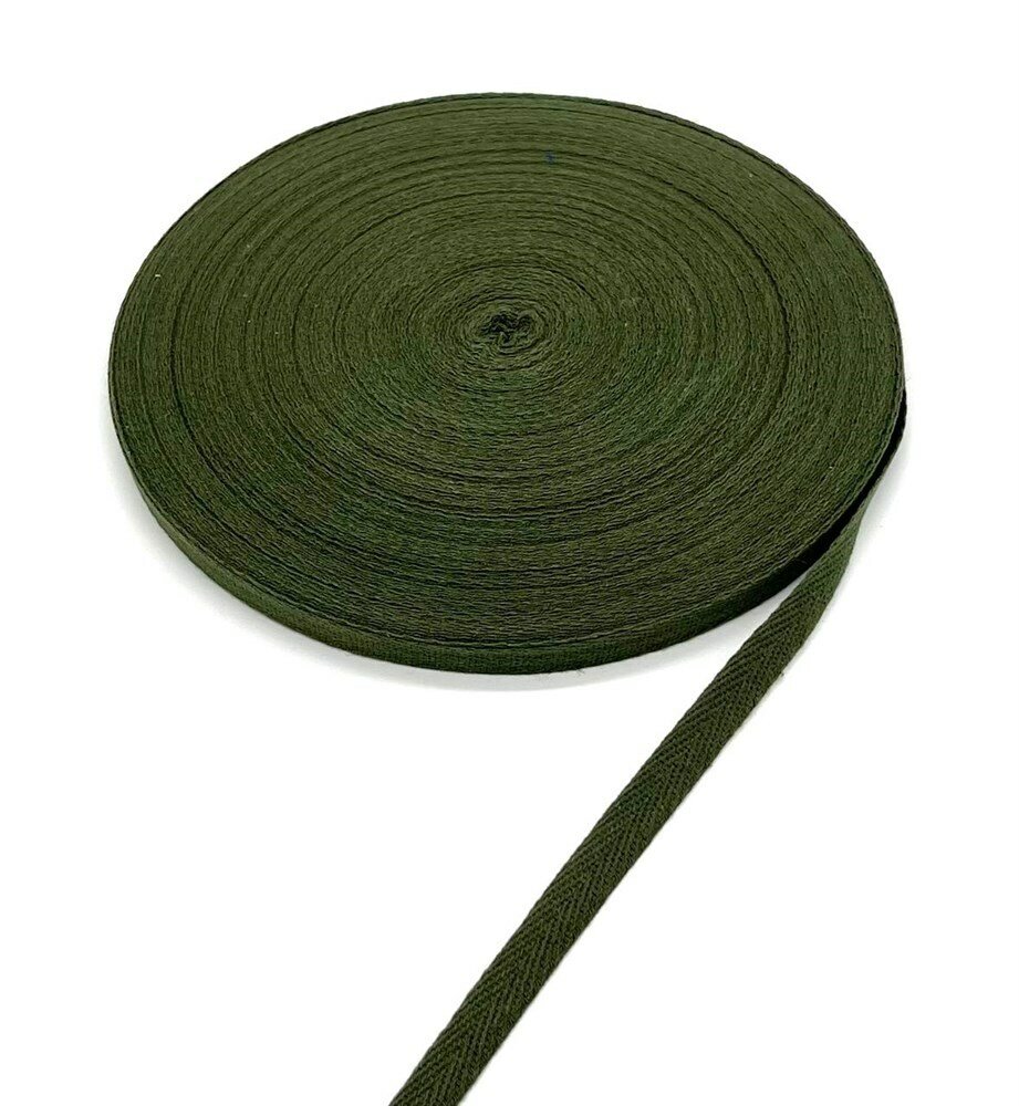 Лента киперная хлопок 1 см (10 мм) цв.51 хаки (45 метров)
