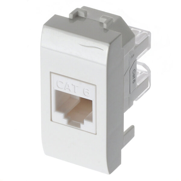 Механизм Brava 76458B розетки компьютерной 1 вход 8 конт. RJ-45 кат.6 1 модуль белый ДКС (2 шт. в наборе)