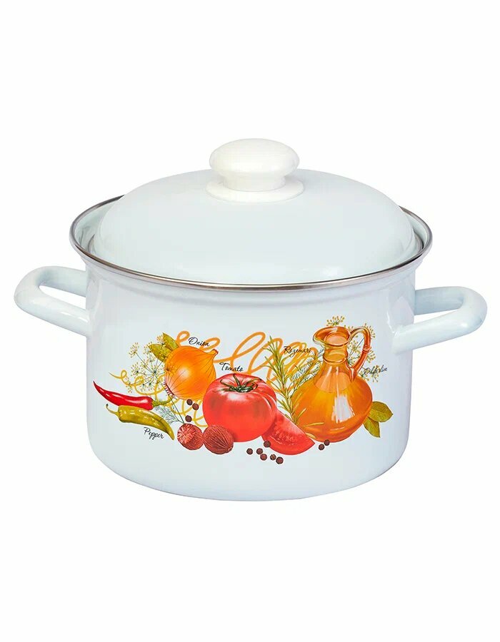 Кастрюля с крышкой Лысьвенские эмали Итальянская кухня, эмалированная, 3 л